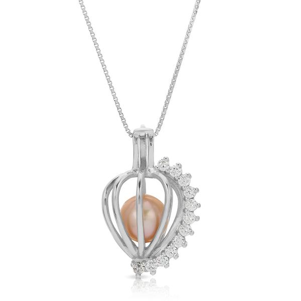 Sterling Silver Pearl Cage Pendant Setting - Ocean's Treasure